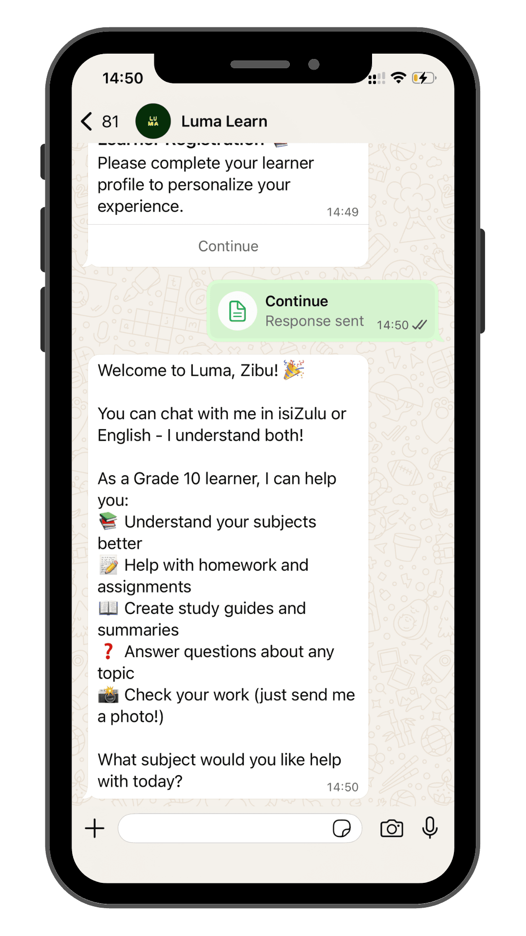 Luma Learn - Free 24/7 WhatsApp Tutor for South African Students